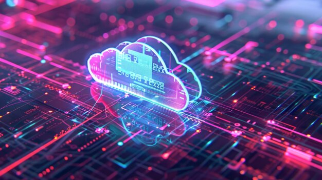 Futuristic Cloud Computing And Data Storage Concept Generative Ai