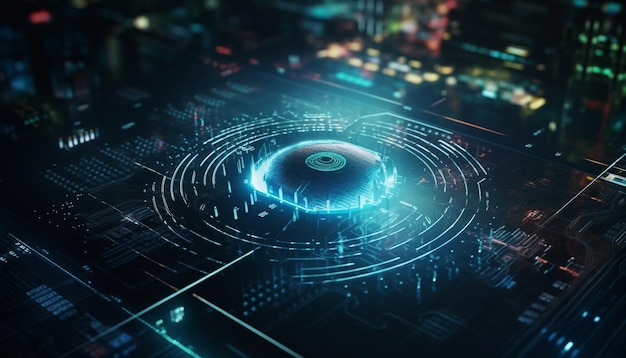 Premium AI Image | Futuristic computer chip glows on dark motherboard ... Premium AI Image | Futuristic computer chip glows on dark motherboard ...