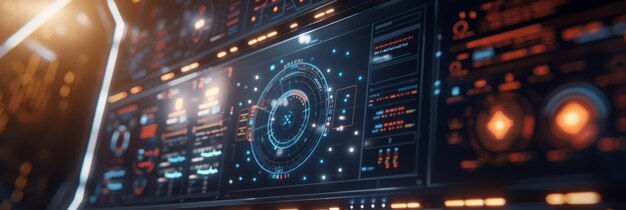 Premium Photo | A futuristic computer monitor displaying an abstract network monitoring ...