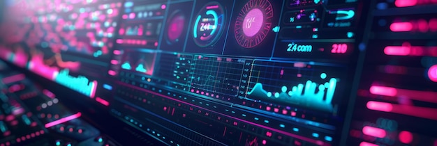 A Futuristic Computer Monitor Displaying An Abstract Network Monitoring