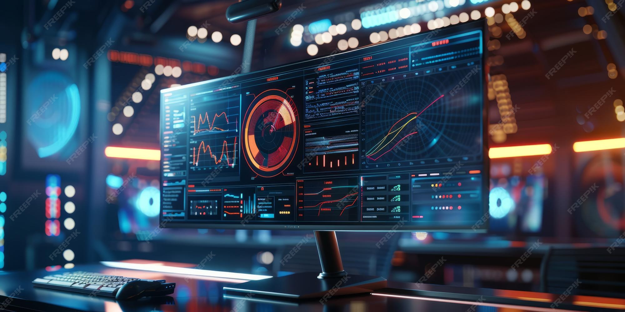 Premium Photo | A futuristic computer monitor displaying an abstract ...