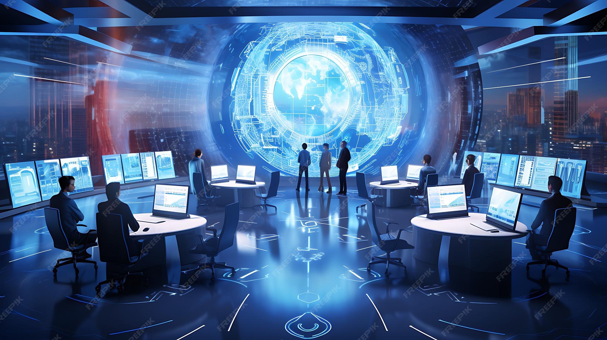 Premium AI Image | futuristic cybersecurity workspace featuring ... Premium AI Image | futuristic cybersecurity workspace featuring ...