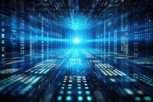 Premium Photo | Futuristic cyberspace with digital binary code and ...