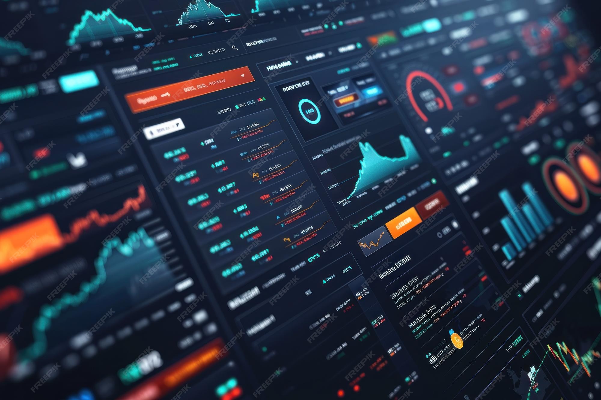 Futuristic Dashboard Displaying Data Analytics A sophisticated and futuristic dashboard ...