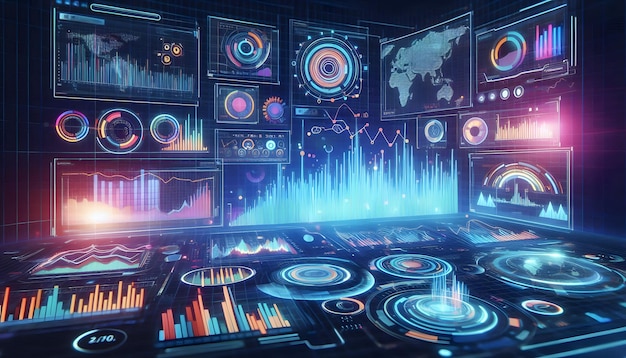 Premium Photo | Futuristic Data Visualization Dashboard Premium Photo | Futuristic Data Visualization Dashboard