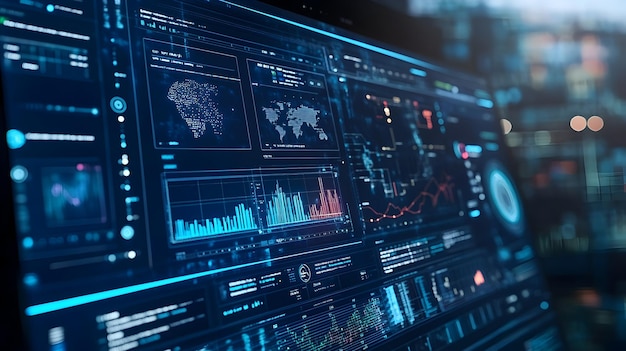 Futuristic Digital Dashboard Displaying Predictive Analyticsmachine Learning Algorithmsand Data