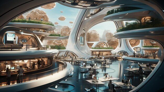 Premium Photo | Futuristic Hub Tech Company Headquarters Premium Photo | Futuristic Hub Tech Company Headquarters