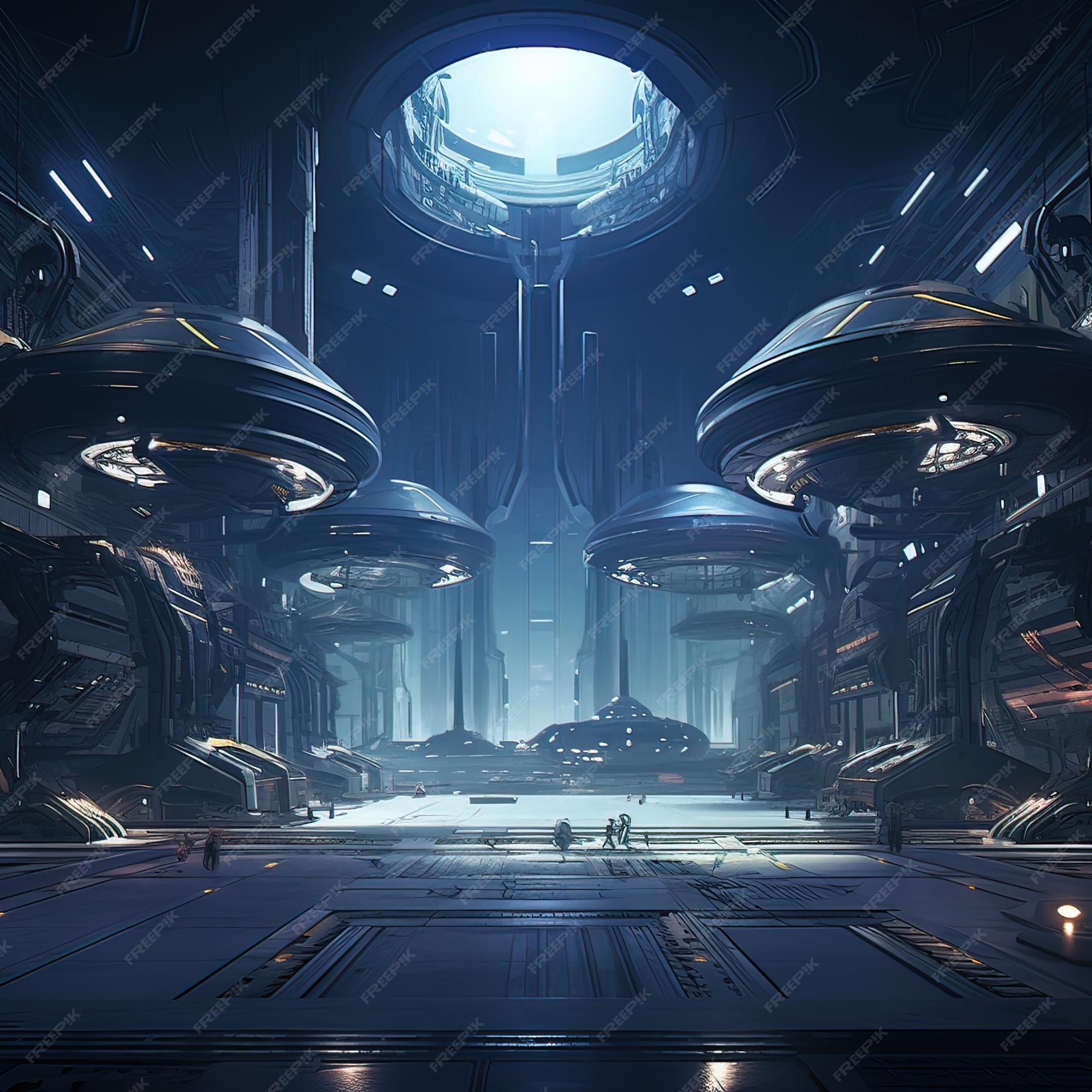 Premium AI Image | A futuristic intergalactic spaceship hangarGenerative ai Premium AI Image | A futuristic intergalactic spaceship hangarGenerative ai