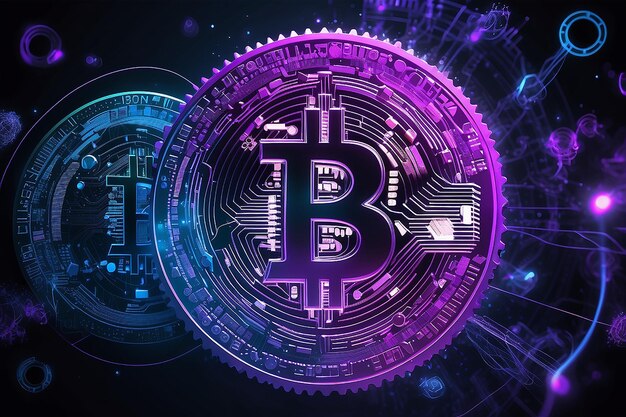 Premium Photo | Futuristic purple and blue glowing bitcoin digital ... Premium Photo | Futuristic purple and blue glowing bitcoin digital ...