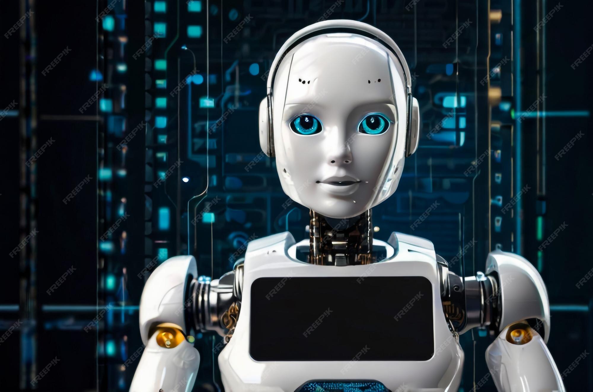 Futuristic robot artificial intelligence huminoid AI programming coding technology development ...