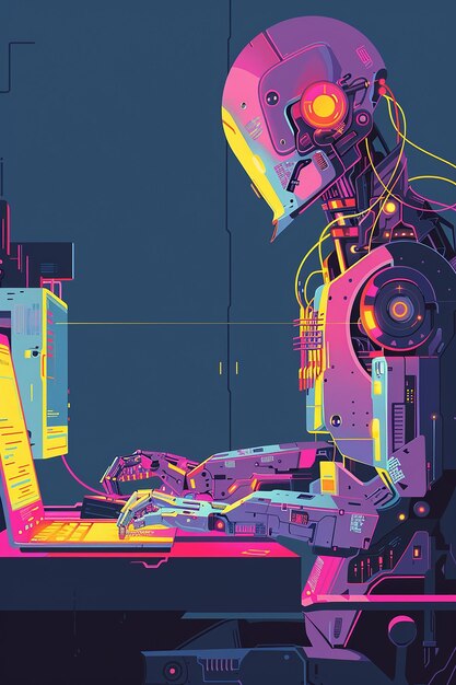 Futuristic robot working in data technology generated by AI | Premium ... Futuristic robot working in data technology generated by AI | Premium ...