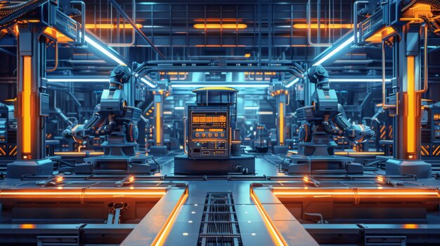 Futuristic Robotic Assembly Line | Premium AI-generated image Futuristic Robotic Assembly Line | Premium AI-generated image