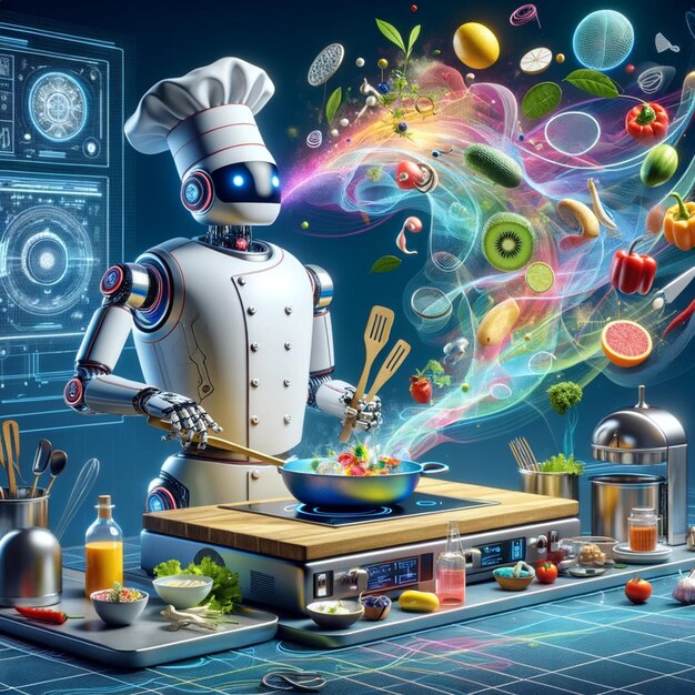 Premium Photo | Futuristic Robotic Chefs Culinary Creation Premium Photo | Futuristic Robotic Chefs Culinary Creation