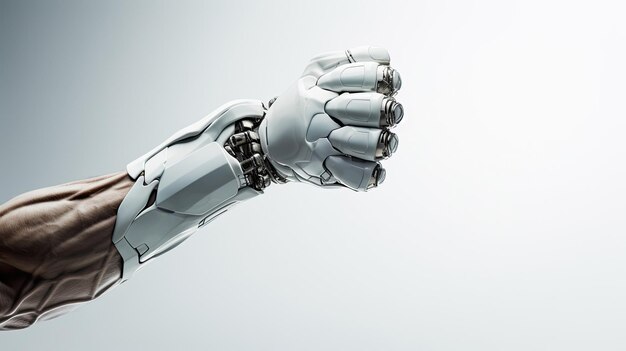 Premium Photo | Futuristic robotic fist in powerful bump with human ... Premium Photo | Futuristic robotic fist in powerful bump with human ...