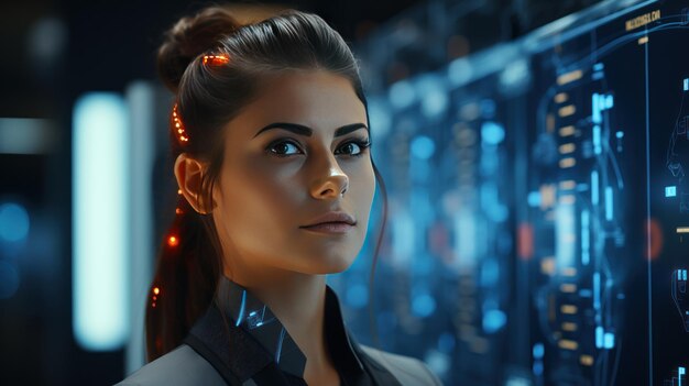 Premium Photo | A futuristic scene showcasing advanced biomatric Premium Photo | A futuristic scene showcasing advanced biomatric