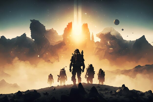 Premium AI Image | Futuristic scene with astronauts in space exploring ... Premium AI Image | Futuristic scene with astronauts in space exploring ...