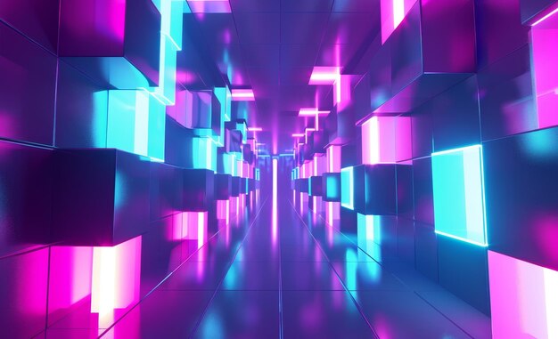 A futuristic scifi cyberspace in neon lights Information blocks in a ... A futuristic scifi cyberspace in neon lights Information blocks in a ...
