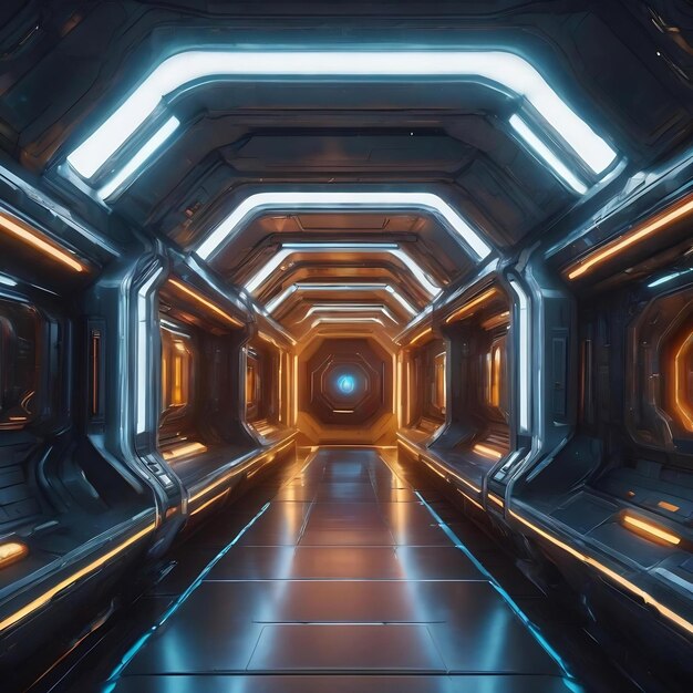 Premium Photo | Futuristic spaceship corridor Premium Photo | Futuristic spaceship corridor