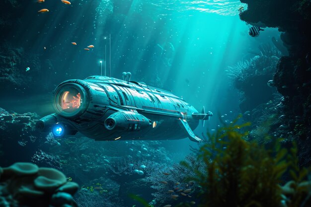 Premium Photo | A futuristic submarine exploring deepsea life AI generated Premium Photo | A futuristic submarine exploring deepsea life AI generated