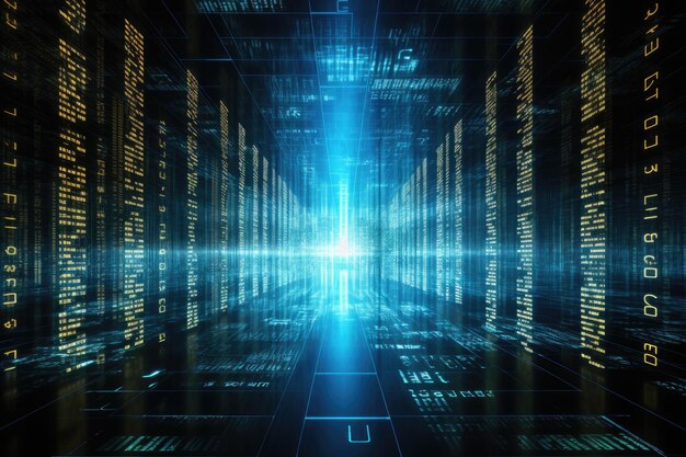 Premium Photo Futuristic Technological Background With Binary Code 3d Rendering Digital Binary