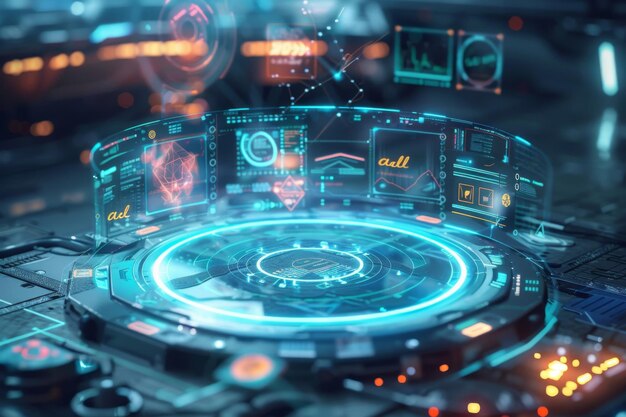 Premium Photo | Futuristic user interface of a holographic display Premium Photo | Futuristic user interface of a holographic display
