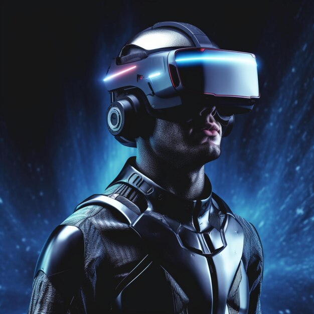 Premium Ai Image Futuristic Virtual Reality Concept Futuristic Man In