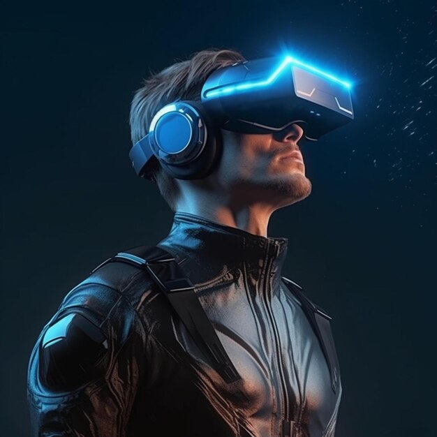 Premium Ai Image Futuristic Virtual Reality Concept Futuristic Man In