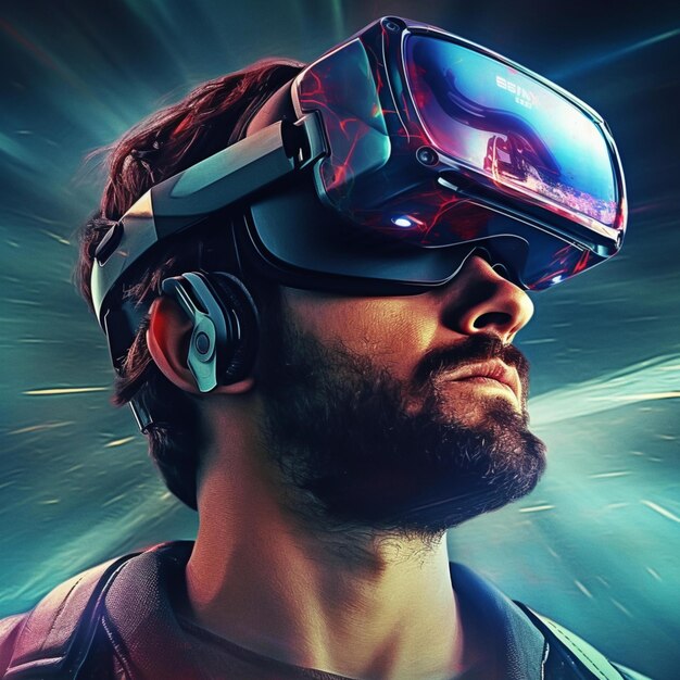 Premium Ai Image Futuristic Virtual Reality Concept Futuristic Man In