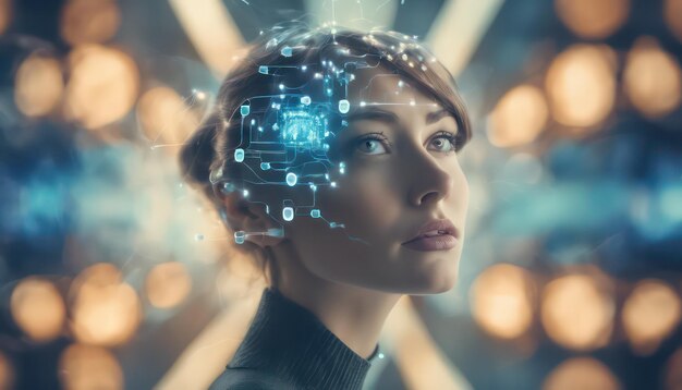 Premium Photo | Futuristic woman with digital brain interface Premium Photo | Futuristic woman with digital brain interface