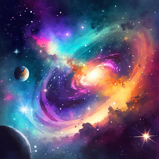 Premium AI Image | Galaxy filled with colorful nebulas bright stars planets Premium AI Image | Galaxy filled with colorful nebulas bright stars planets