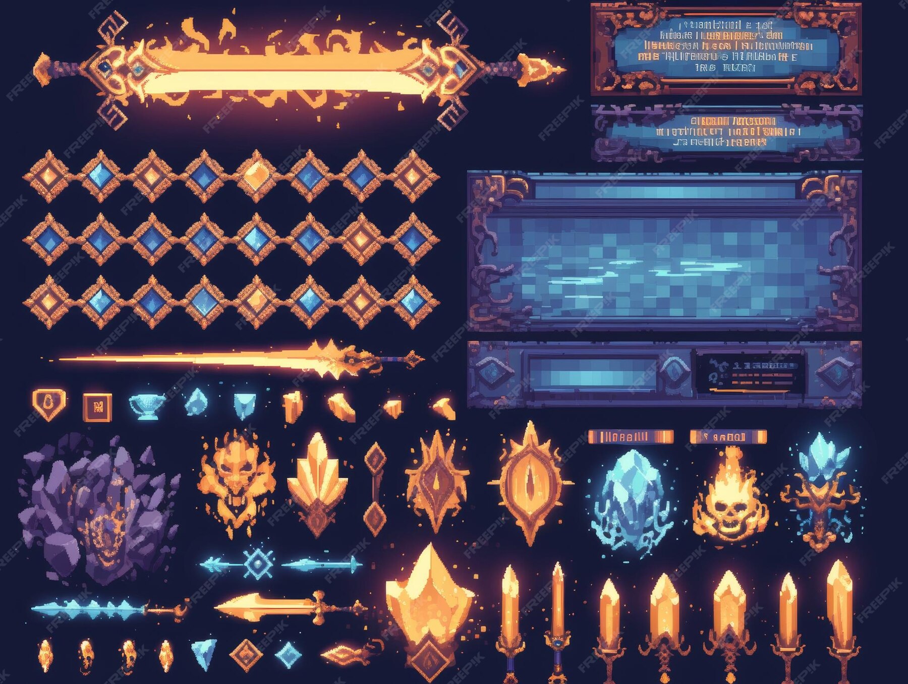 Premium Photo | Game UI GUI elements set Game UI GUI elements Game UI ...