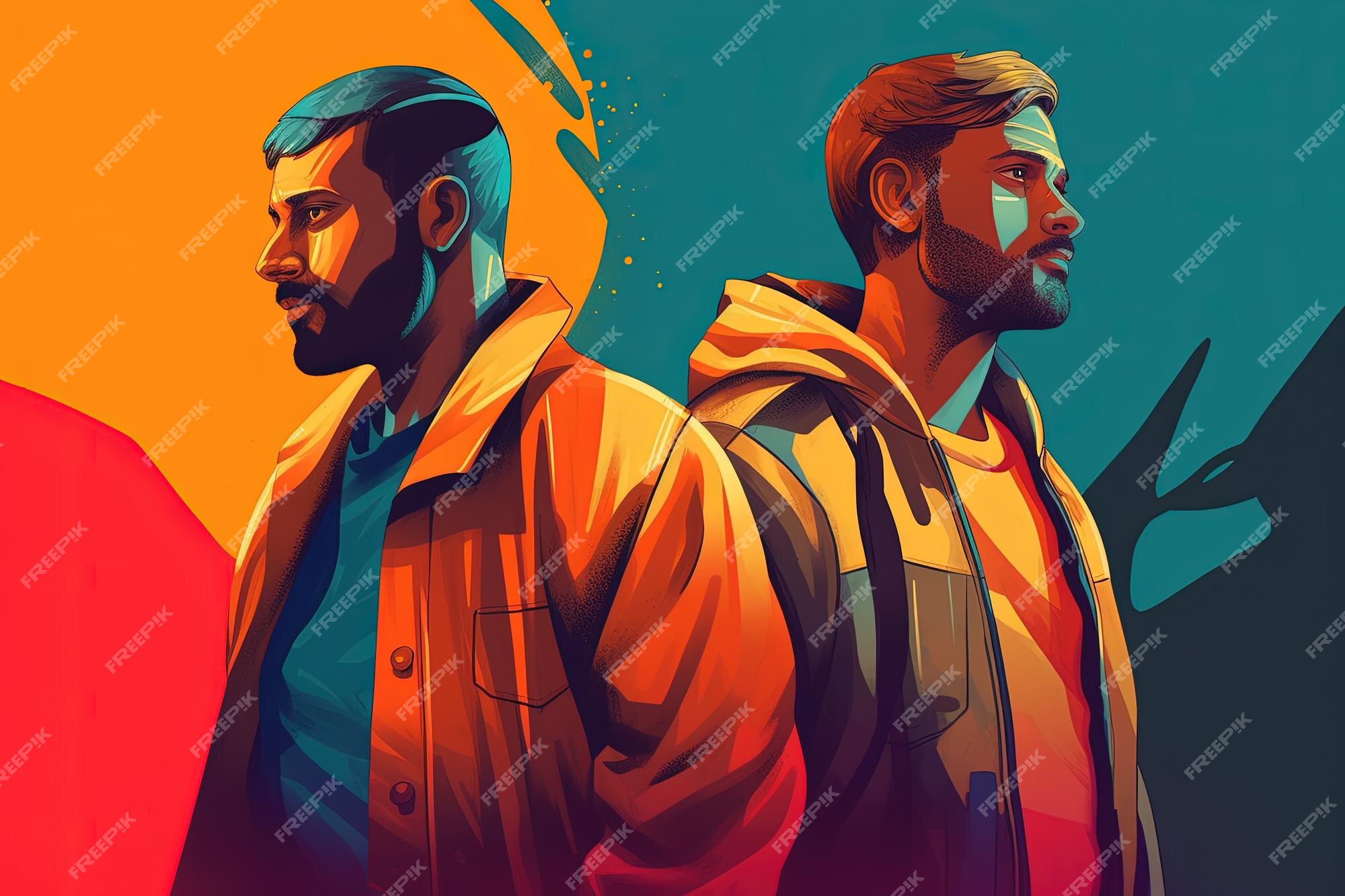 Premium Ai Image Gay Couple One Gender Love Concept Happy Smiling