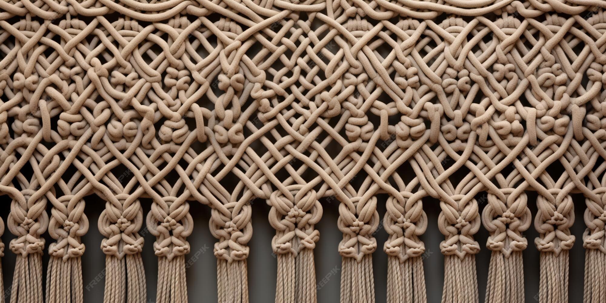 Premium AI Image | Generative AI Closeup of hand made macrame texture Premium AI Image | Generative AI Closeup of hand made macrame texture