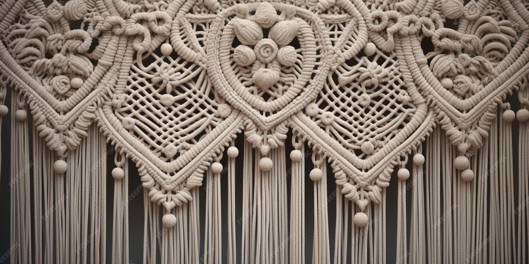 Premium AI Image | Generative AI Closeup of hand made macrame texture Premium AI Image | Generative AI Closeup of hand made macrame texture