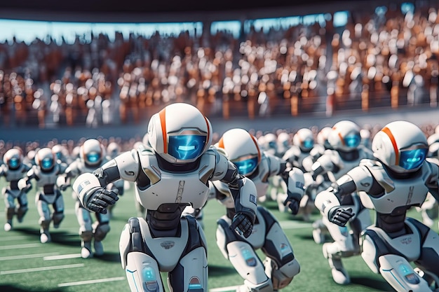 Premium AI Image | Generative AI Competition of humanoid robots Premium AI Image | Generative AI Competition of humanoid robots