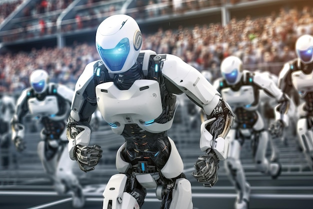 Premium AI Image | Generative AI Competition of humanoid robots Premium AI Image | Generative AI Competition of humanoid robots