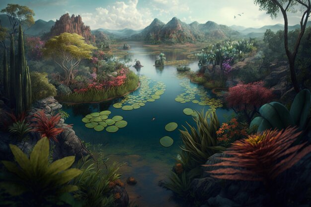 Premium AI Image | Generative AI Crafting Harmonious Ecosystems Premium AI Image | Generative AI Crafting Harmonious Ecosystems