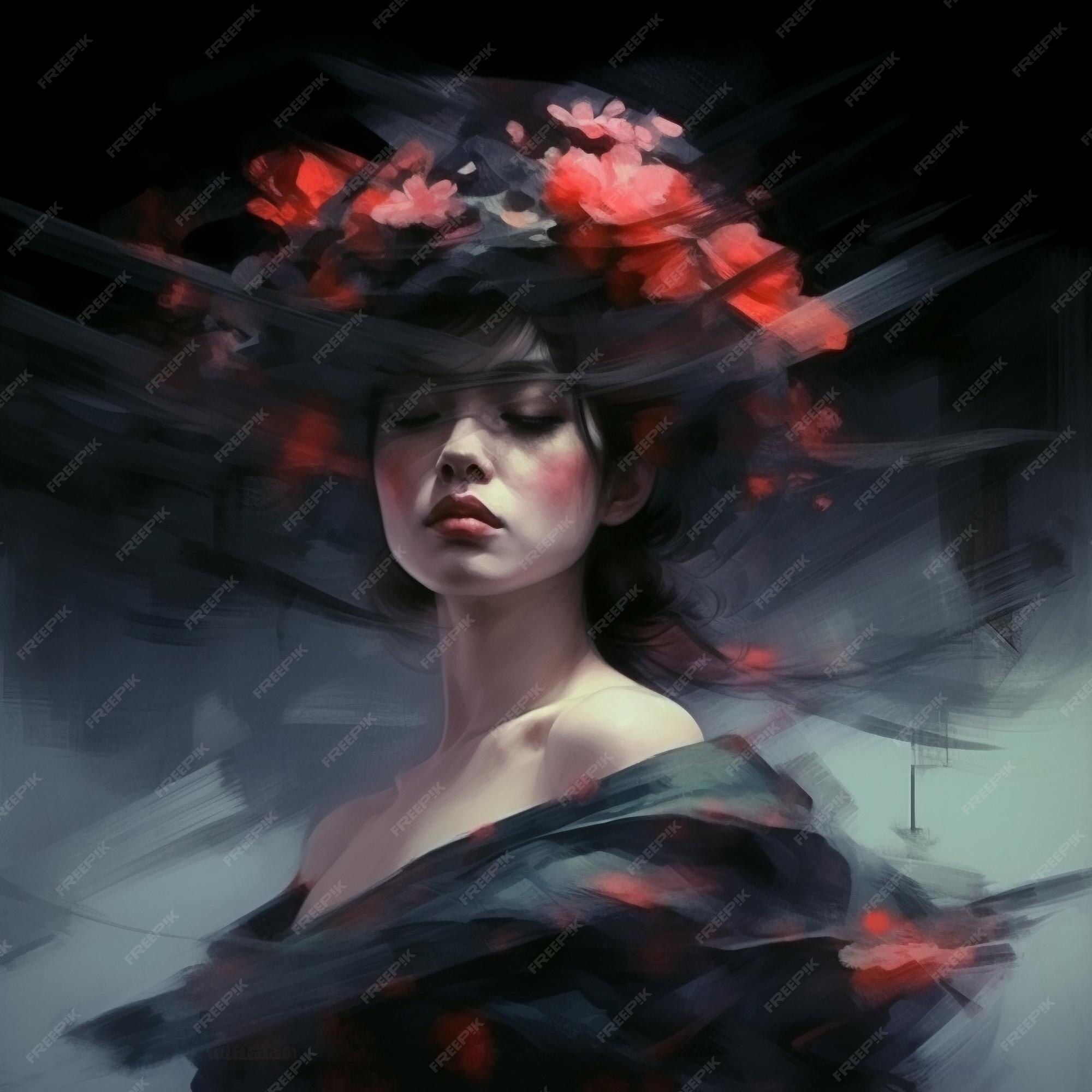 Premium AI Image | Generative ai Geisha watercolor illustration Premium AI Image | Generative ai Geisha watercolor illustration
