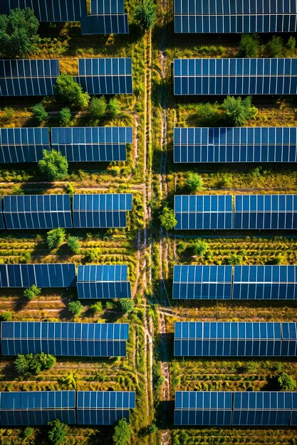 Premium Photo | Generative AI illustration of large solar panel farm Premium Photo | Generative AI illustration of large solar panel farm