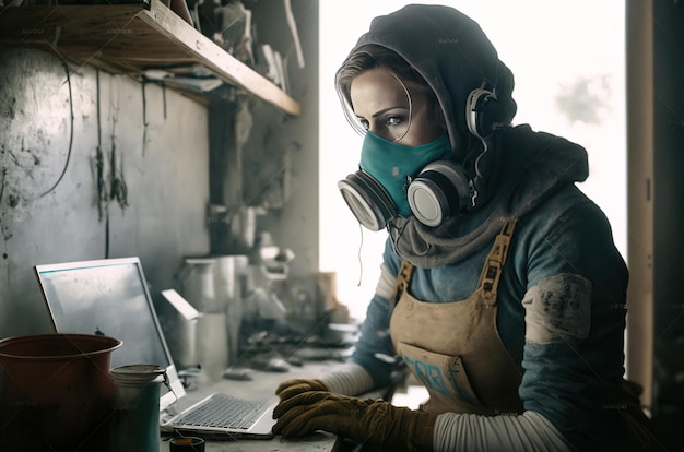 Premium Ai Image Generative Ai Illustration Of Photography Of A Working Woman 55 Years Old In