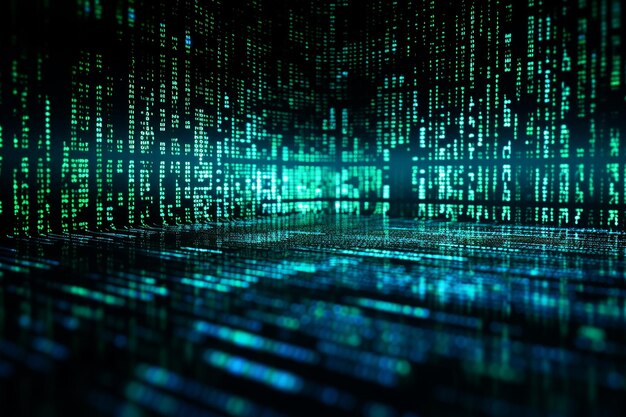 Premium Photo | Generative AI Image of Abstract Technology Background with Binary Matrix Data on ...