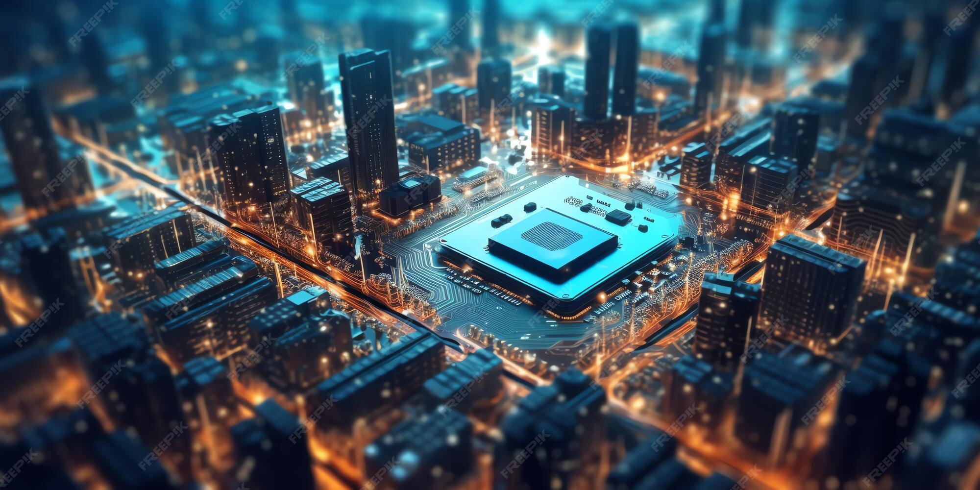 Premium Photo Generative Ai Microchip Cpu Processor Microcircuit