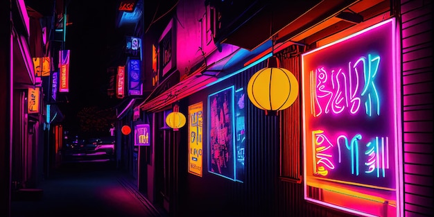 Premium Photo | Generative AI Night scene of asian city in cyberpunk ... Premium Photo | Generative AI Night scene of asian city in cyberpunk ...