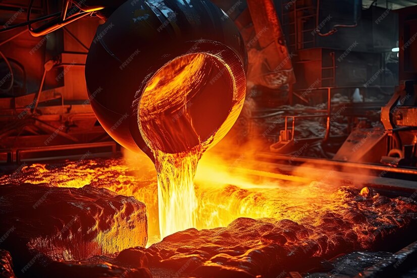Premium Ai Image Generative Ai Pouring Bright Hot Liquid Steel Or