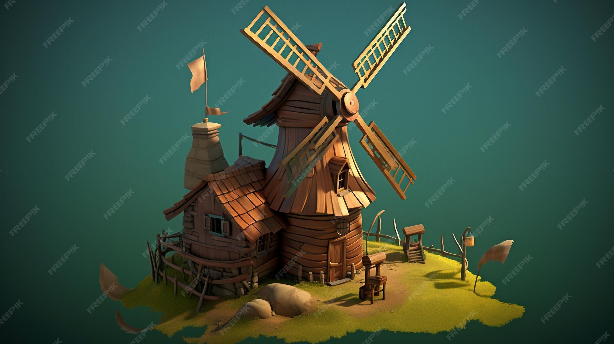 Premium Photo | Generative ai a windmill facility on hilltop Premium Photo | Generative ai a windmill facility on hilltop