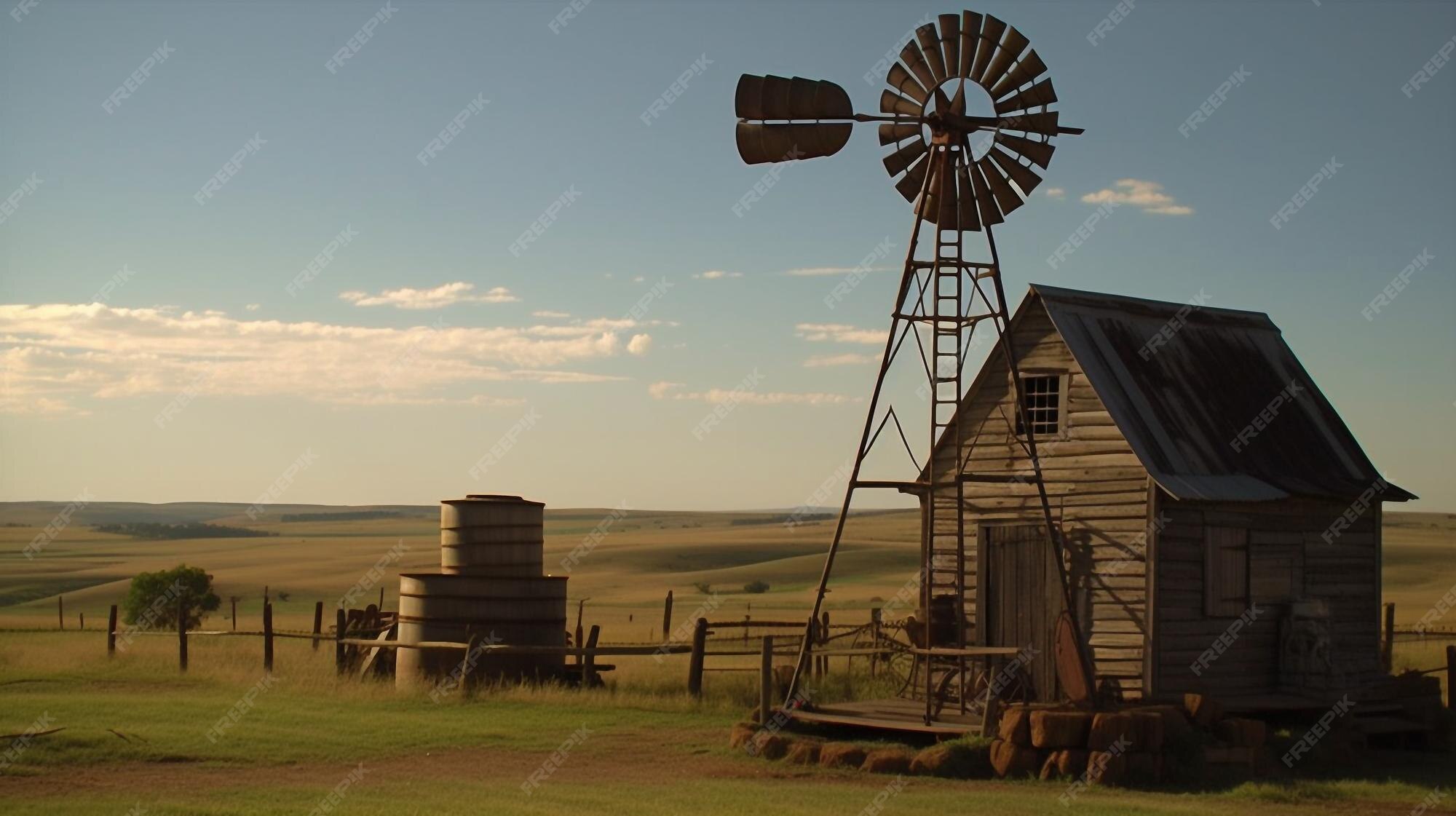 Premium Photo | Generative ai a windmill facility on hilltop Premium Photo | Generative ai a windmill facility on hilltop
