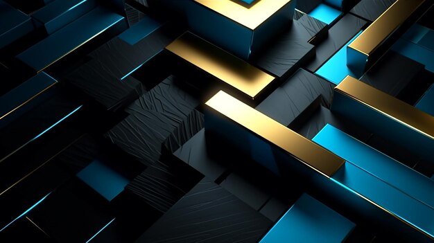 Premium AI Image | geometric cube shape pattern of gold and blue ... Premium AI Image | geometric cube shape pattern of gold and blue ...