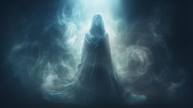 Premium AI Image | Ghostly Woman In Mystical Realms Premium AI Image | Ghostly Woman In Mystical Realms