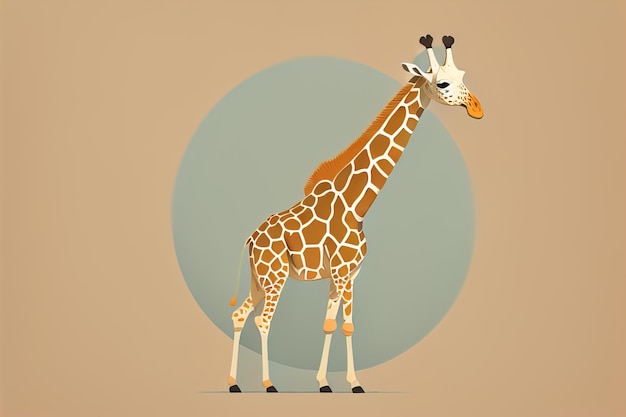 Premium Photo Giraffe Isolated On Orange Background Cartoon Style