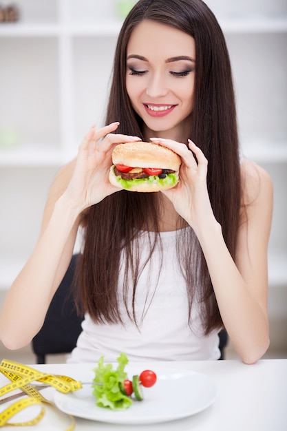 Premium Photo Girl Choosing Healthy Vs Junk Food